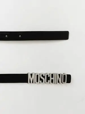 Moschino Skinny Logo Belt - Silver