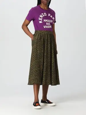 Kenzo Leopard Print Midi Skirt