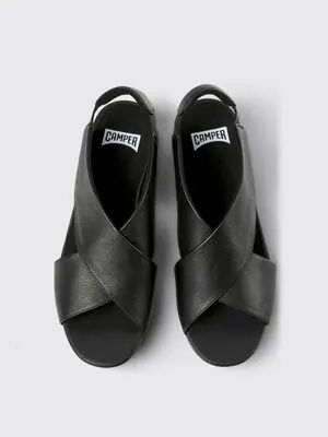 Camper Leather Balloon Heeled Sandals - Black