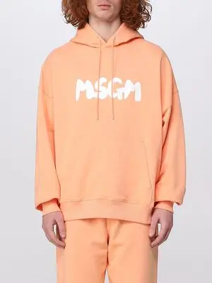 MSGM Cotton Sweatshirt With Logo - Orange