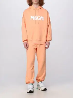 MSGM Cotton Sweatshirt With Logo - Orange