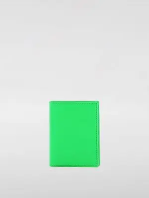 Comme Des Garçons Bifold Wallet In Sheepskin With Laminated Logo Green