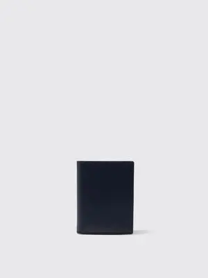 Comme Des Garçons Bifold Wallet In Sheepskin With Laminated Logo Navy