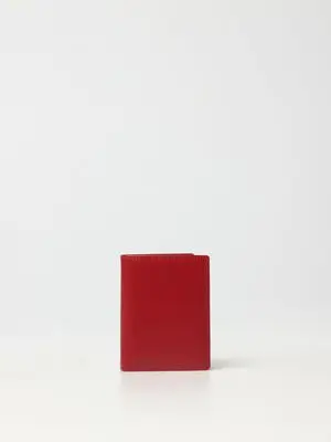 Comme Des Garçons Bifold Wallet In Sheepskin With Laminated Logo Red