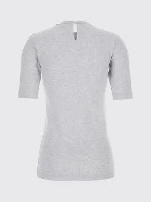 Brunello Cucinelli Stretch Cotton T-shirt With Monili Embellishment - Grey