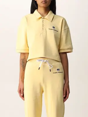 CHIARA FERRAGNI Cropped Cotton Polo Shirt With Logo