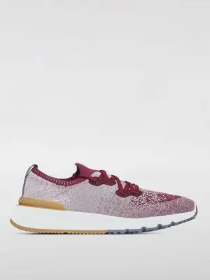 Brunello Cucinelli Brunello Cucinelli Textured Knit Lace-Up Sneakers Burgundy