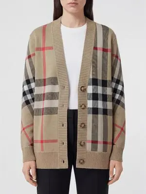 Burberry Checked Cardigan - Beige