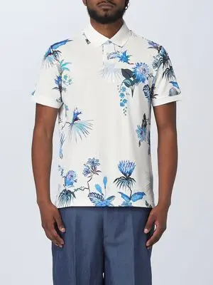 Etro Jersey Polo Shirt With Floral Print White