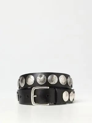 GOLDEN GOOSE Leather Belt With Antiqued Studs - Black