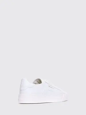 Santoni Low Top Smooth Calf Leather Lace-up Sneakers With Rubber Sole - White
