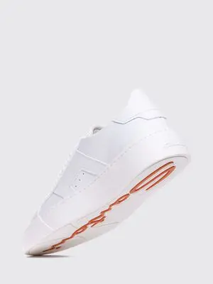 Santoni Low Top Smooth Calf Leather Lace-up Sneakers With Rubber Sole - White