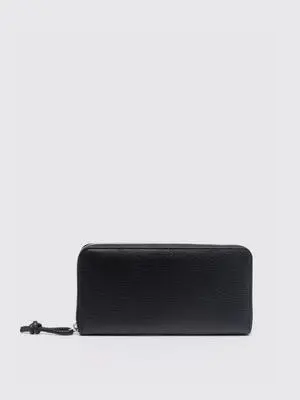 Emporio Armani Continental Leather Wallet With Embossed Logo And Zip - Black