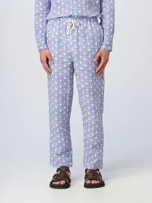 PENINSULA SWIMWEAR Printed Drawstring Pants - Gnawed Blue