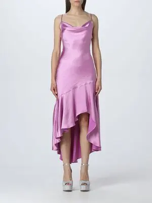Pinko Cowl Neck Slip Dress With Asymmetrical Hem