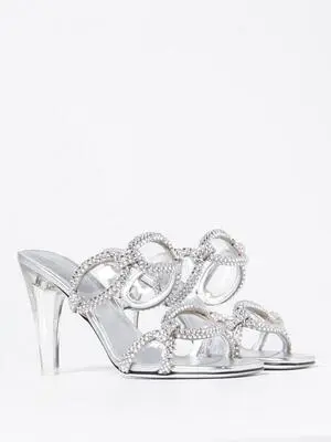 Valentino Garavani Rhinestone Embellished Satin Heeled Sandals