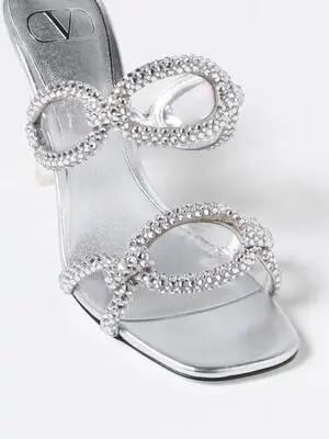 Valentino Garavani Rhinestone Embellished Satin Heeled Sandals