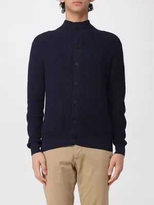 BALLANTYNE Cotton Button-up Cardigan With Turtleneck Collar - Blue