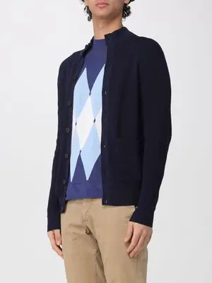 BALLANTYNE Cotton Button-up Cardigan With Turtleneck Collar - Blue