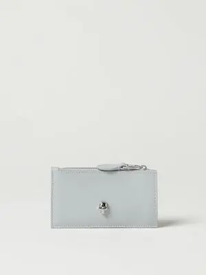 Alexander McQueen Skull Credit Card Holder In Leather - Ice