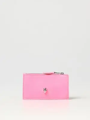 Alexander McQueen Skull Credit Card Holder In Leather Pink
