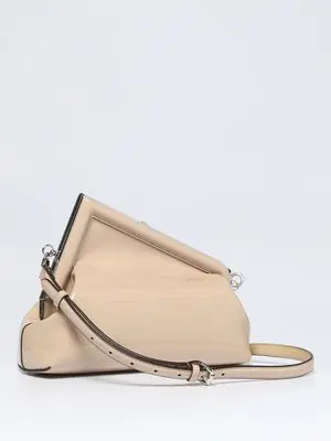 Fendi First Clutch In Patent Leather - Beige