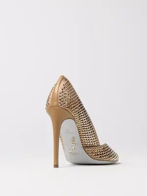 Rene Caovilla Ginger Pumps In Perforated Satin With Rhinestones