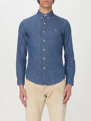 Polo Ralph Lauren Slim Fit Cotton Shirt With Embroidered Pony Logo - Denim