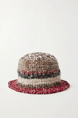 ULTRAVIOLHAT Crocheted Cotton-blend And Raffia Bucket Hat