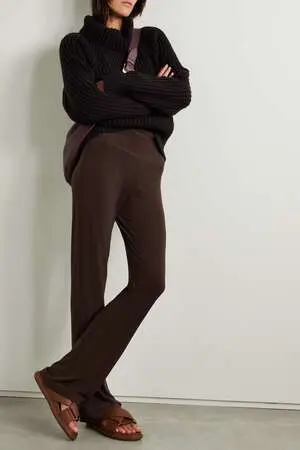 Norma Kamali Stretch-jersey Straight-leg Pants - Chocolate
