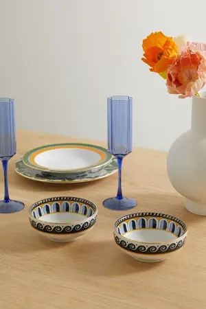 La DoubleJ Set Of Two Gold-plated Porcelain Snack Bowls