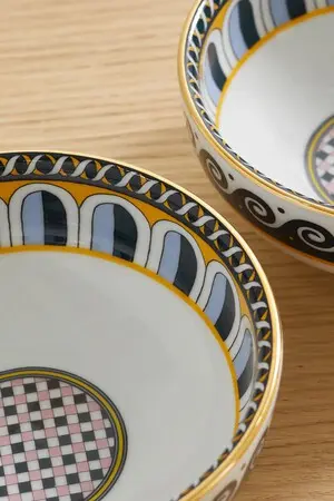 La DoubleJ Set Of Two Gold-plated Porcelain Snack Bowls