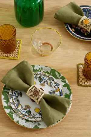 La DoubleJ Set Of Four Raffia Napkin Rings