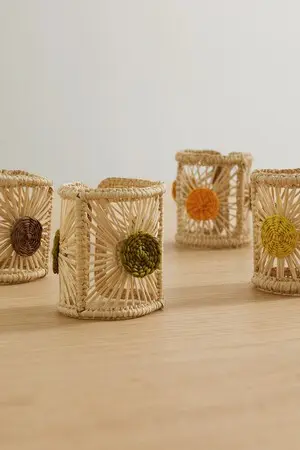 La DoubleJ Set Of Four Raffia Napkin Rings