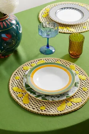 La DoubleJ Set Of Two Embroidered Raffia Placemats
