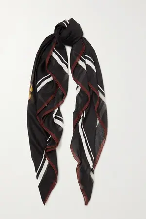 Saint Laurent Printed Modal And Cashmere-blend Scarf - Black