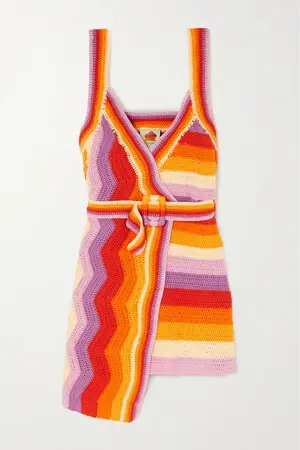 farm rio flower crochet mini dress Farm Rio Halter Floral Ruffle Crochet Mini Dress