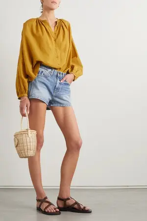 DÔEN Net Sustain Jane Ruffled Organic Cotton Voile Blouse