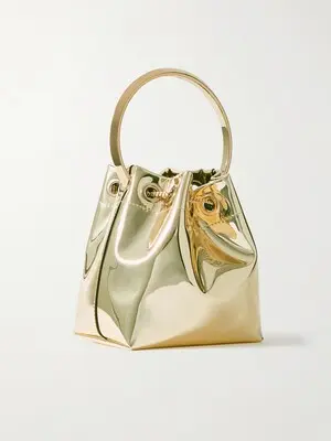 JIMMY CHOO Bon Bon Metallic Mirrored-leather Bucket Bag - Gold