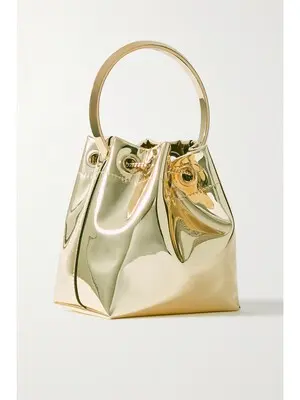 JIMMY CHOO Bon Bon Metallic Mirrored-leather Bucket Bag - Gold