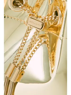 JIMMY CHOO Bon Bon Metallic Mirrored-leather Bucket Bag - Gold