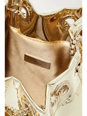 JIMMY CHOO Bon Bon Metallic Mirrored-leather Bucket Bag - Gold