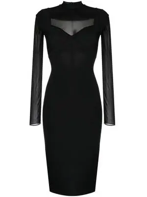 HERVE L. LEROUX Sheer-panel Dress - Black