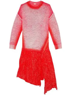 DIESEL® M-kimolos Asymmetric Hem Knitted Midi Dress - Red