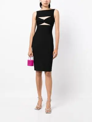 HERVE L. LEROUX Cut-out Bodice Pencil Dress
