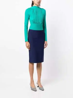 HERVE L. LEROUX Ruched Bodice Midi Dress