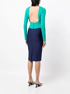 HERVE L. LEROUX Ruched Bodice Midi Dress