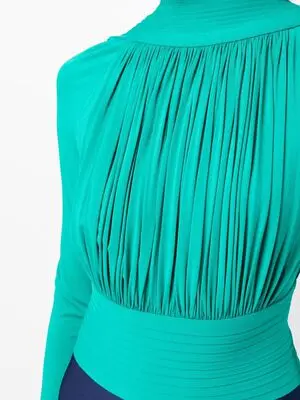 HERVE L. LEROUX Ruched Bodice Midi Dress
