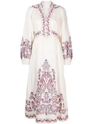 Zimmermann Devi Floral-embroidery Midi Dress