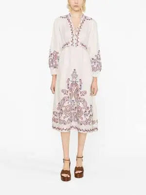 Zimmermann Devi Floral-embroidery Midi Dress